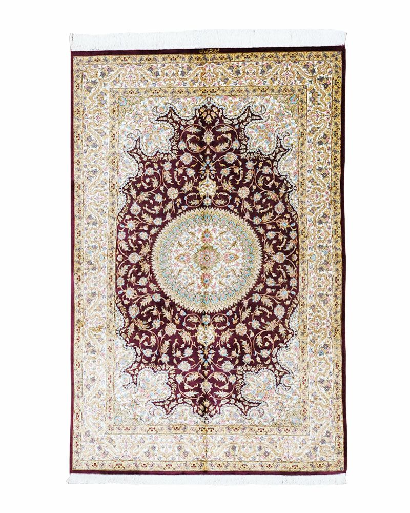 ペルシャ絨毯クム産アハマディ工房絹100% 130×202cm商品番号88701 | ペルシャン・ギャラリー青山【直営店】